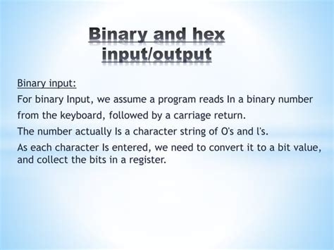 Binary And Hex Inputoutput In 8086 Assembuly Langyage Ppt