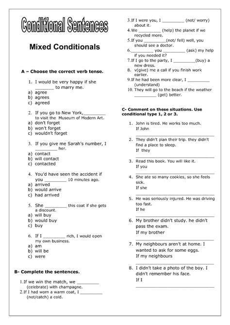 Conditionals Worksheet Free Printable Worksheets