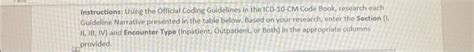 Instructions Using The Official Coding Guidelines In Chegg Com