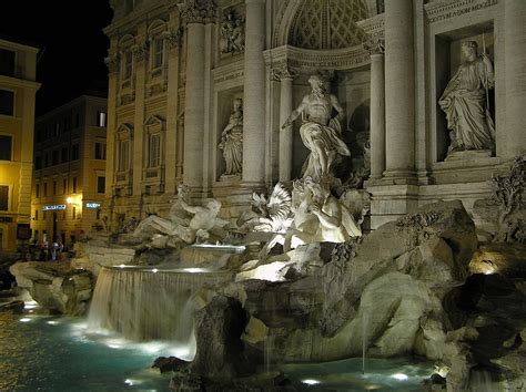 File Fontana Di Trevi By Night  Wikimedia Commons