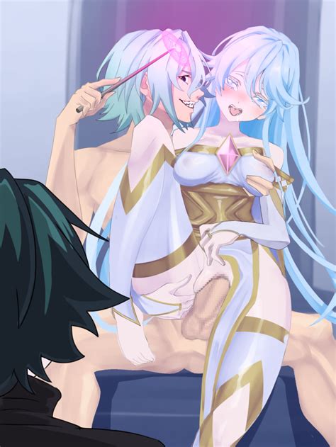 Rule 34 Blue Hair Elfaria Albis Serfort Female Hypnosis Light Skinned Female Light Skin Long