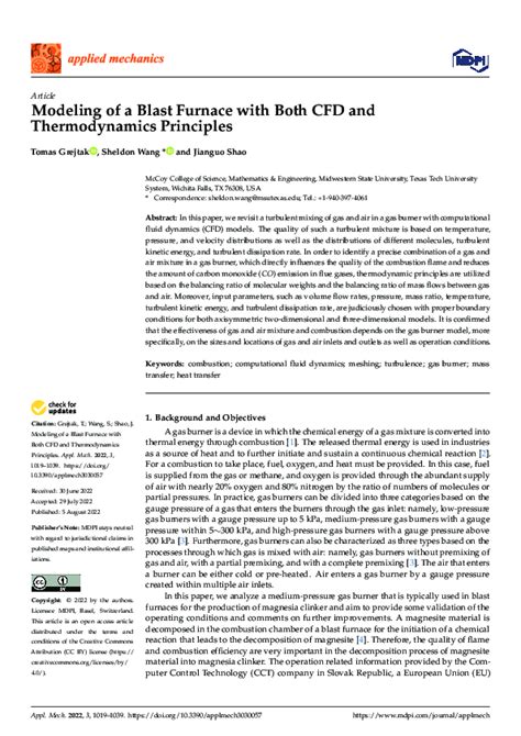Pdf Modeling Of A Blast Furnace With Both Cfd And Thermodynamics