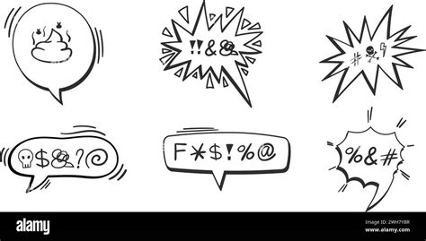 Swear Speech Bubble Collection Censored Text In Dialogue Chat Box