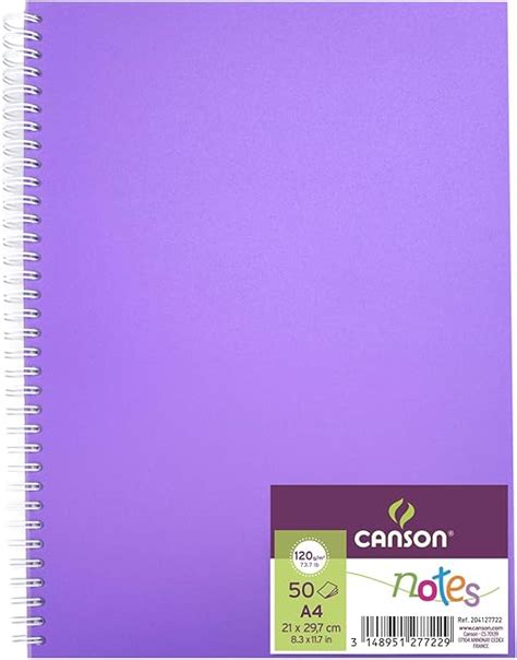 Canson Notebook With 50 Sheets A4 Size 120g Spiral Bound Polypropylene