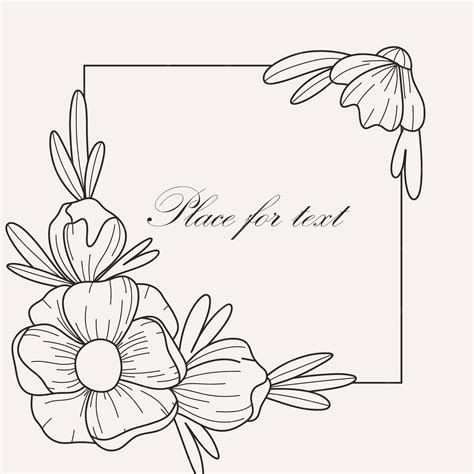Premium Vector Botanical Square Frame Hand Drawn Round Line Border