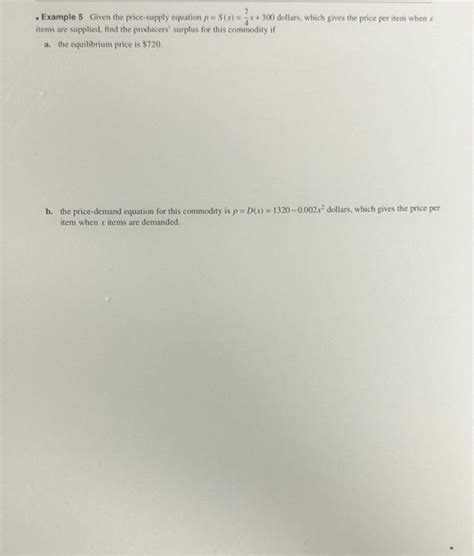 Solved Example 5 Given The Price Supply Equation Chegg Com