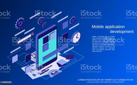 모바일 애플리케이션 개발 벡터 개념 3차원 형태에 대한 스톡 벡터 아트 및 기타 이미지 3차원 형태 개념 개념과 주제 Istock