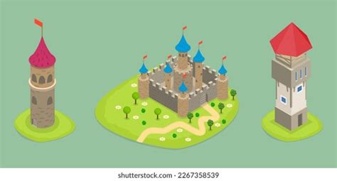 중세 성 요새 및 탑의 3d 스톡 벡터로열티 프리 2267358539 Shutterstock