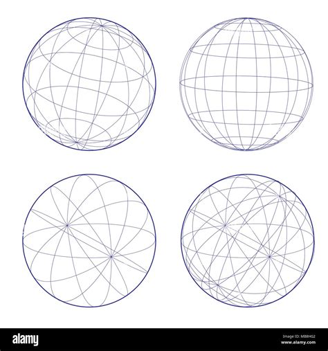 4 Circles Line Art Of Spheres Earth With Geometric Shapes Making Connections Stock Vector Image