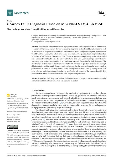 pdf gearbox fault diagnosis based on mscnn lstm cbam se