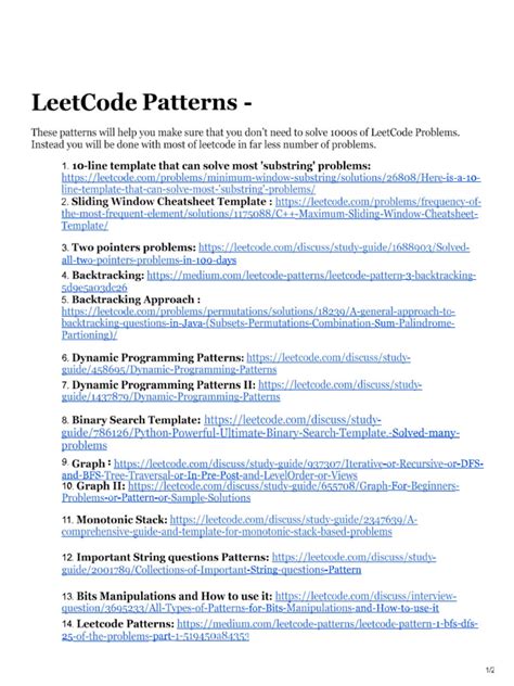 17 Leetcode Patterns Pdf