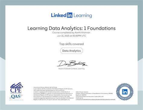 📊 Just Completed Learning Data Analytics 1 Foundations By Robin Hunt