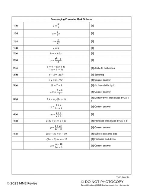 Rearranging Formulae Answers Mme Pdf Mathematics Mathematical Objects