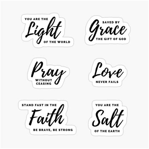 Motivational Bible Verse Stickers Light Grace Pray Love Faith Salt In Elegant Black