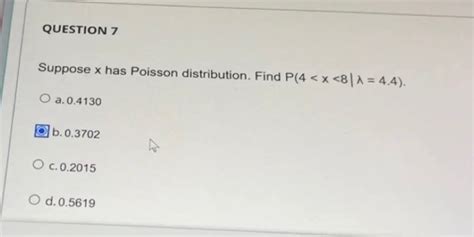 Solved Suppose X Has Poisson Distribution Find P Chegg