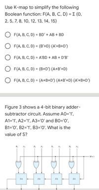 Answered Use K Map To Simplify The Following Boolean Function F A B