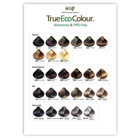 Hi Lift True Eco Colour Chart — Salonshop Online