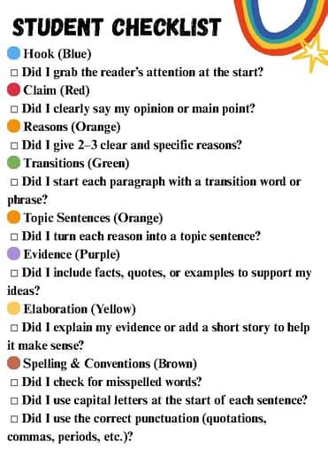 Rainbow Editing Guide Color Coded Writing Revision Strategy Tpt