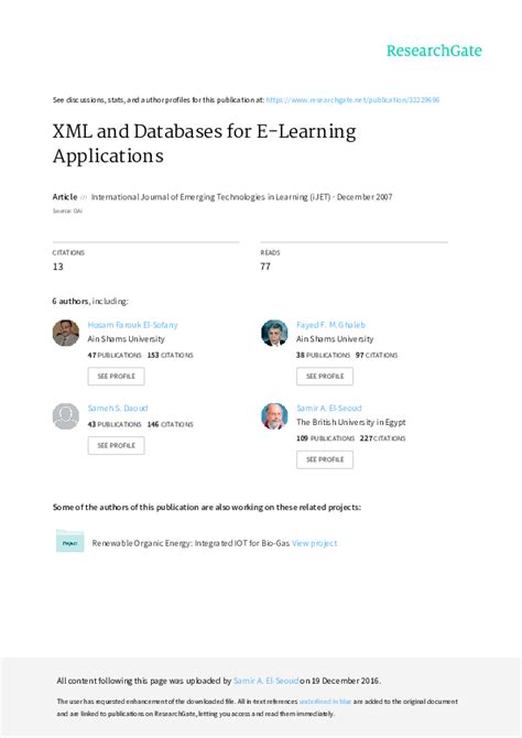Pdf Xml And Databases For E Learning Applications