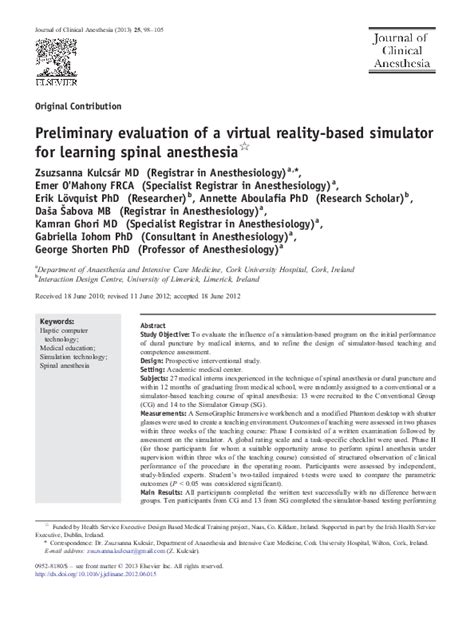Pdf Preliminary Evaluation Of A Virtual Reality Based Simulator For