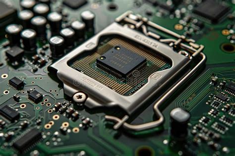 Gpu Graphics Processing Unit Chip With Intricate Circuitry On A Motherboard Generative Ai