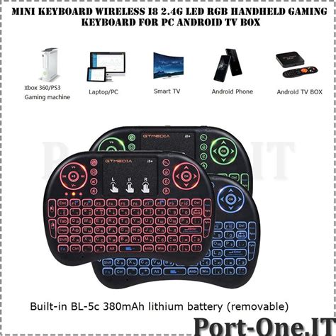 Jual Keyboard Mini Touchpad I8 Wireless 2 4GHz LED RGB Backlight Backlit Handheld Keyboard For