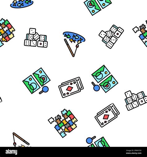 Game Table Play Board Vector Seamless Pattern Thin Line Illustration