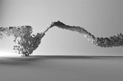 공간에서 움직이는 흰색 매트 구형 입자의 추상 스트림 카피 스페이스가 있는 공상 과학 3d 일러스트레이션 0명에 대한 스톡 사진 및 기타 이미지 Istock