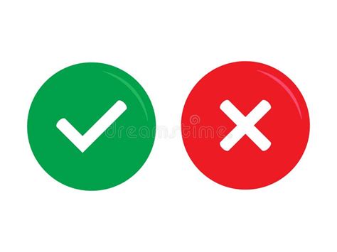 Green Tick And Red Cross Checkmarks In Circle Flat Icons Yes Or No