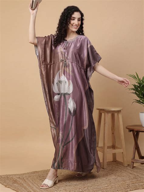 Lotus Lagoon Satin Kaftan Nightgown Juliana Dream