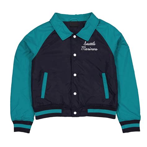 Aqua Navy Nylon Seattle Mariners Throwback Jacket