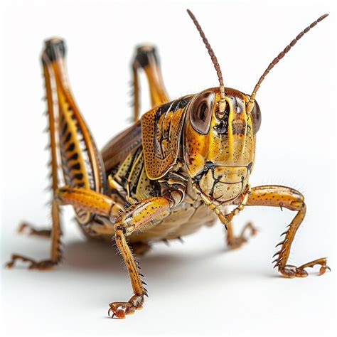 White Background Image Of Grasshopper With Defined Wings Premium Ai Generated Image