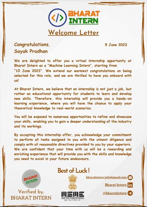 Sayak Pradhan On Linkedin Machinelearning Opportunity Bharatintern