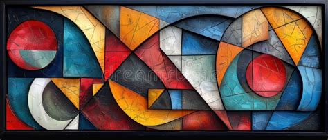 Cubist Composition Fragmented Forms Geometric Shapes Bold Outlines Stock Illustration