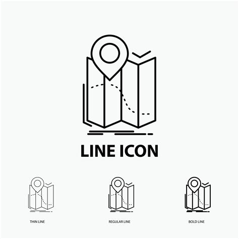 Gps Location Map Navigation Route Icon In Thin Regular And Bold