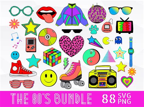 Buy 80s Clipart Bundle Neon 80s Svg Png Retro Eighties Clip Art