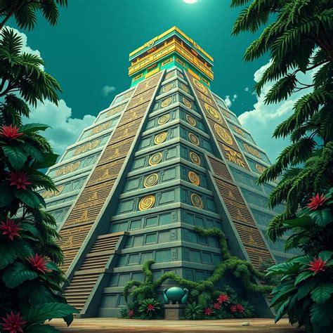 Ancient Aztec Pyramid Rises In Vibrant Jungle Land Ai Art