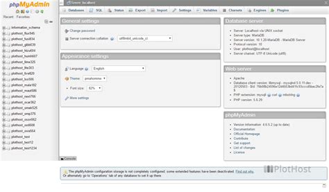 Phpmyadmin Hosting Manage Sql Databases Plothost