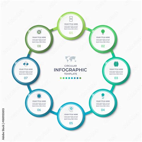 Infographic Circle Template Round Chart 7 Seven Step Layout Vector Diagram Sign