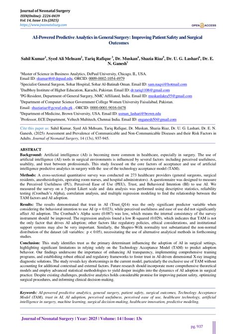 Pdf Ai Powered Predictive Analytics In General Surgery Improving