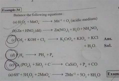 Example 34Balance The Following Equations A H2 O2 MnO4 Mn 2 O2