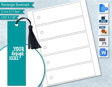 Rectangle Bookmark Blank Template Rectangular Bookmark Diy Create