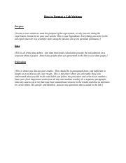 How To Format A Lab Writeup 1 Docx How To Format A Lab Writeup