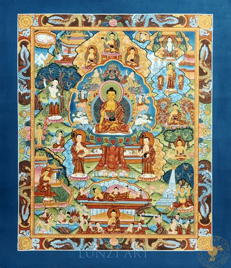 24k Gold Life Of Buddha Thangka Nepal Buddha Statues Thangkas And