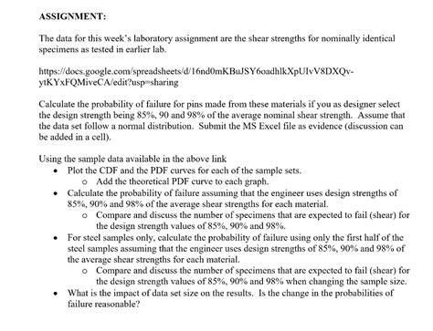 Solved ASSIGNMENT The Data For This Week S Laboratory Chegg Com