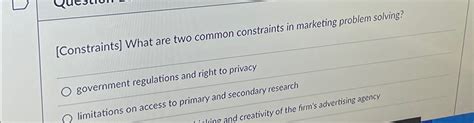 Solved Constraints ﻿what Are Two Common Constraints In