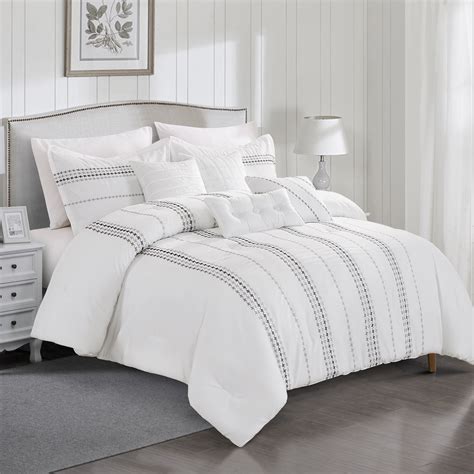Hgmart Bedding Comforter Set Bed In A Bag 7 Piece Luxury Embroidery