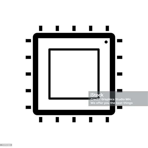 칩 절연 최소 아이콘입니다 웹 사이트 및 모바일 최소한의 평면 디자인에 대 한 프로세서 라인 벡터 아이콘 4륜 오토바이에 대한 스톡 벡터 아트 및 기타 이미지 Istock