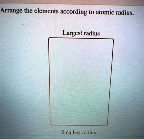 Solved Arrange The Elements According To Atomic Radius Largest Radius Smallest Radius