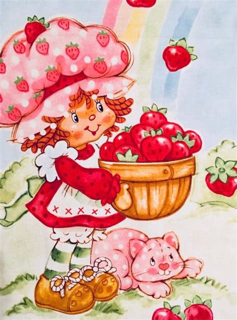 Strawberry Shortcake Fabric Vintage Strawberry Shortcake 1 Etsy